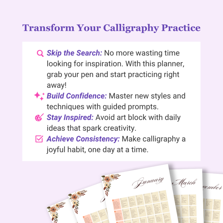 NEW 365 Days of Calligraphy Practice Planner (undated) – Seven Brush ...