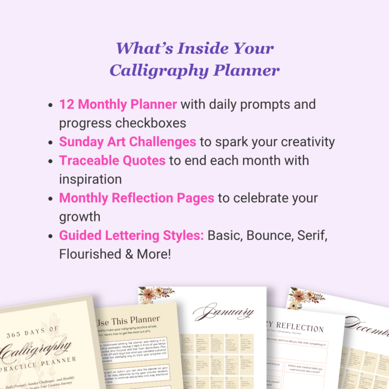 NEW 365 Days of Calligraphy Practice Planner (undated) – Seven Brush ...
